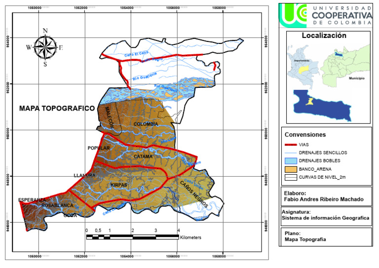 Mapa Topográfico de Caños Negros, Catama | PDF | Tecnología geográfica ...