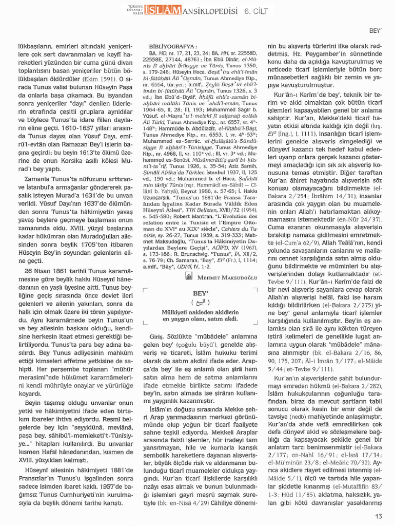 TDV DİA Bey Kavramı | PDF