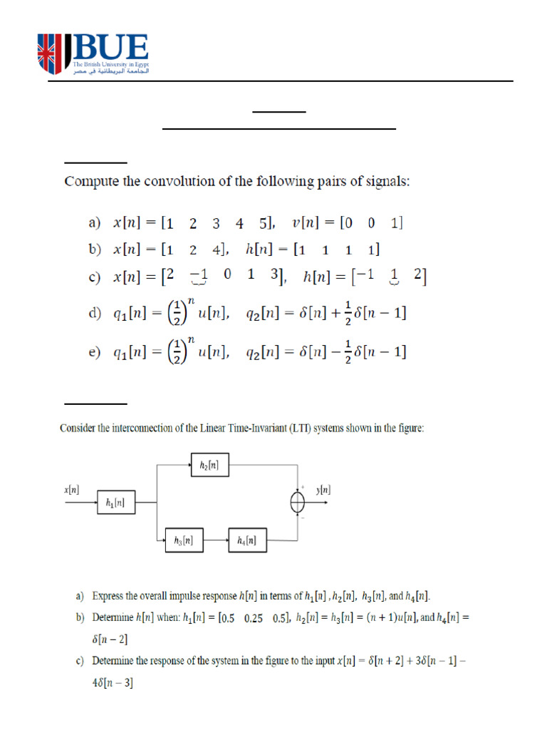 Sheet_2_Discrete convolution and LTI systems. | PDF