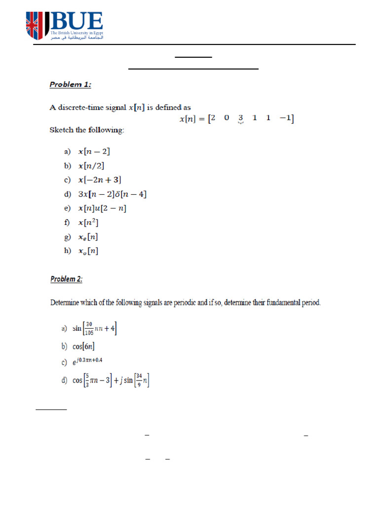 Sheet - 1 - Discrete Signal Representations | PDF