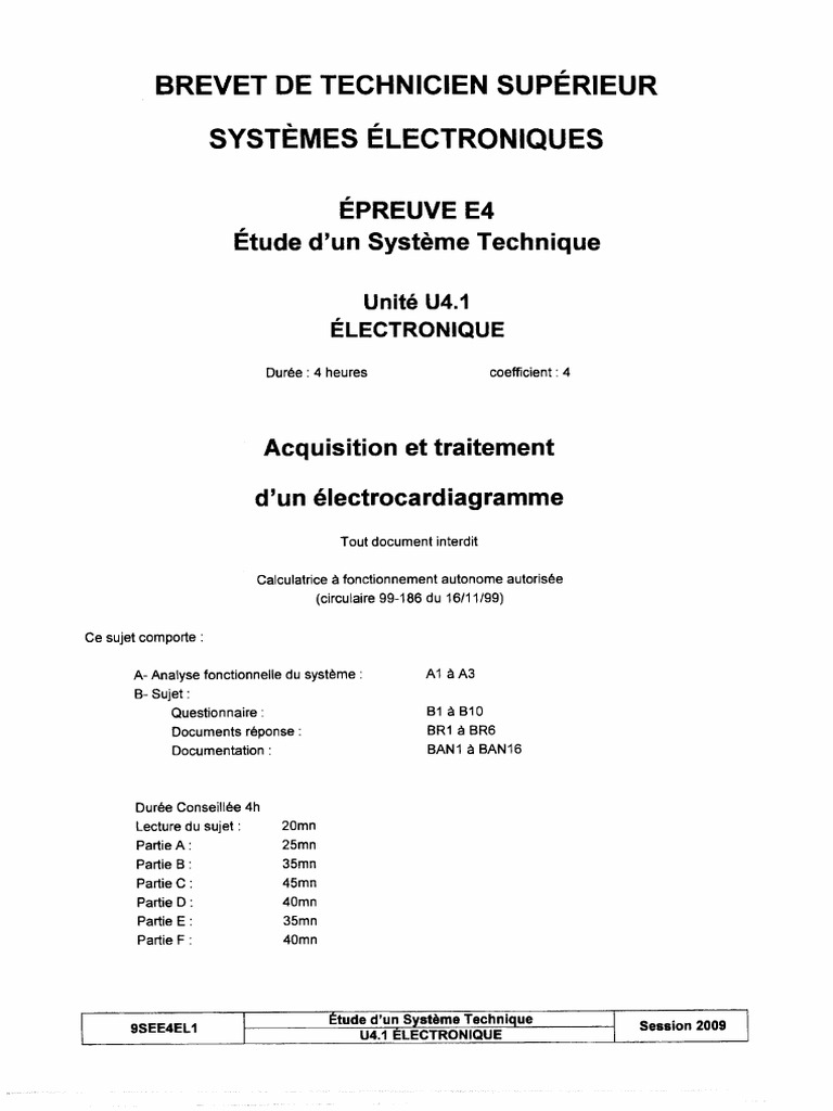 Annale 25908 BTSSE Electronique 2009 | PDF