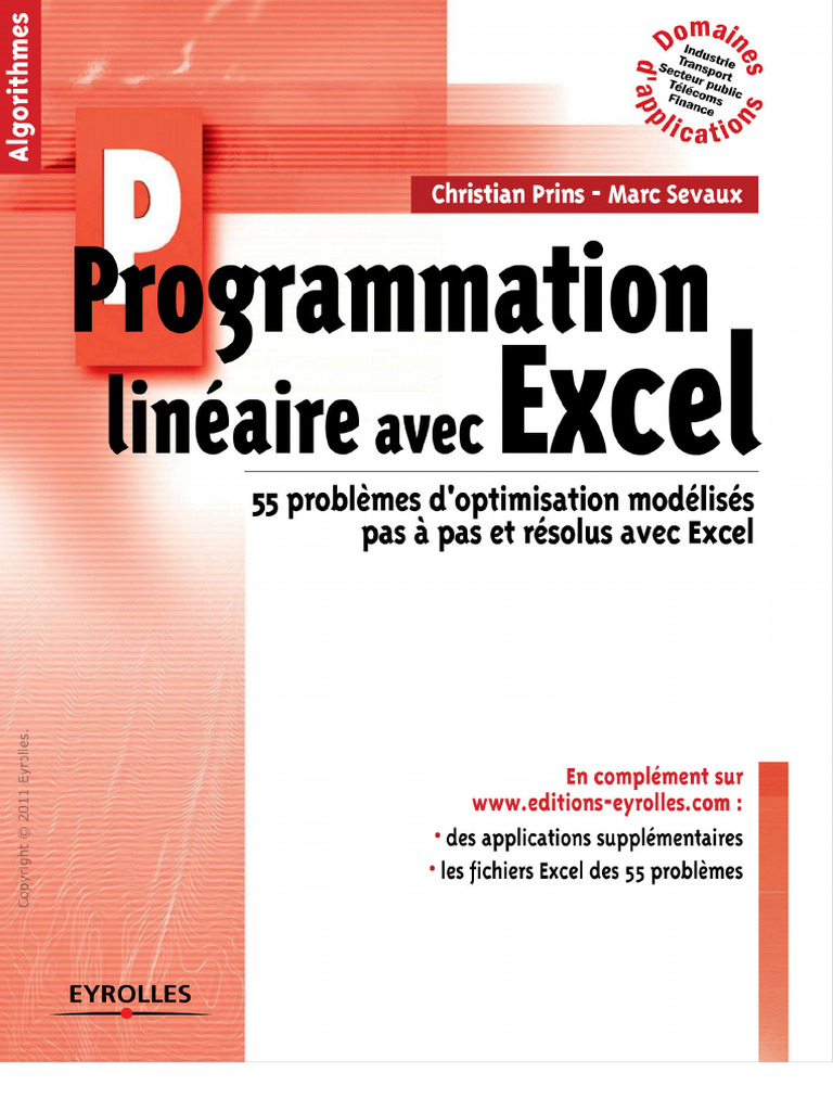 Programmation Linéaire Avec Excel (Christian Prins, Marc Sevaux) (Z ...