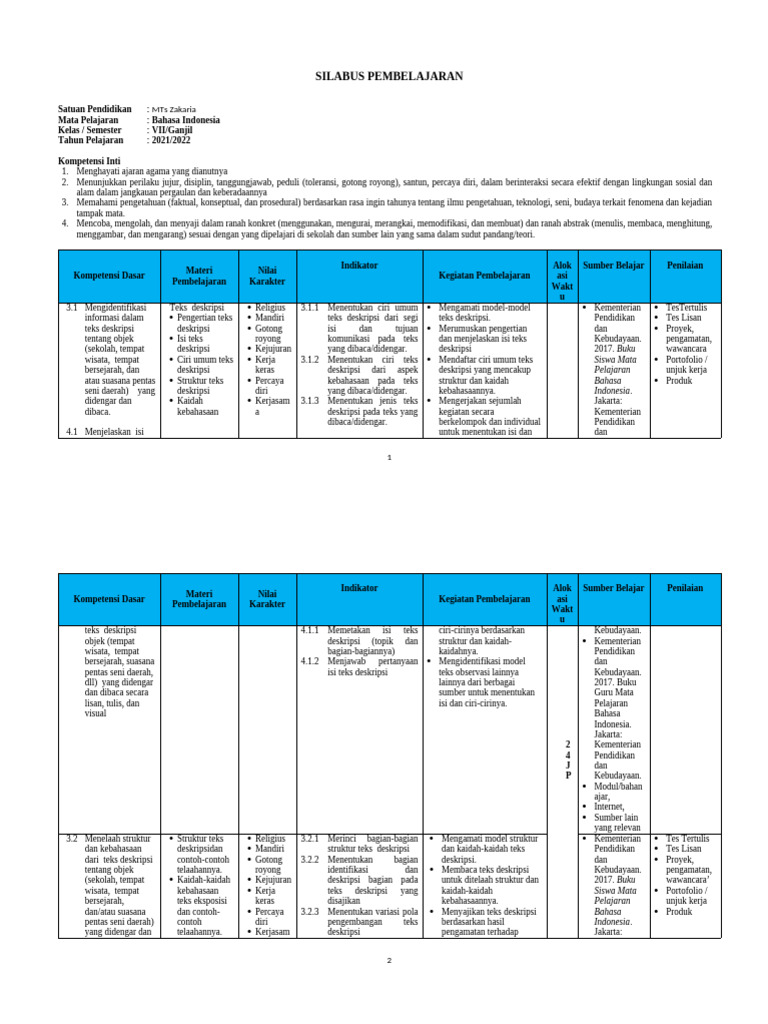 Silabus (Ganjil) 2021-2022 | PDF