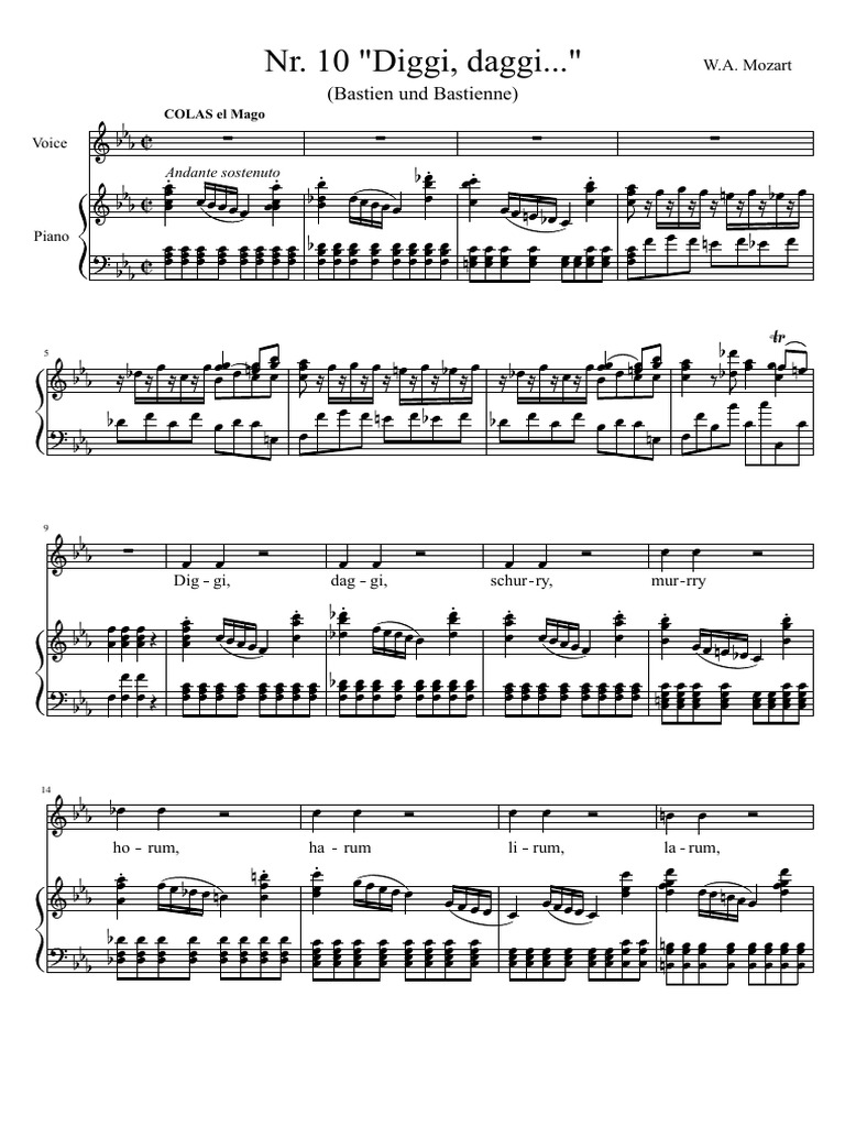 Diggi Daggi from Bastien und Bastienne | PDF | Opera | Compositions