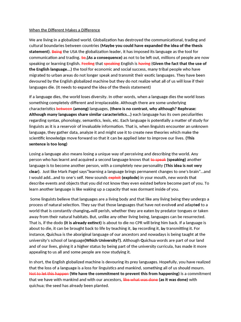 When the Different Makes a Difference | PDF | English Language ...
