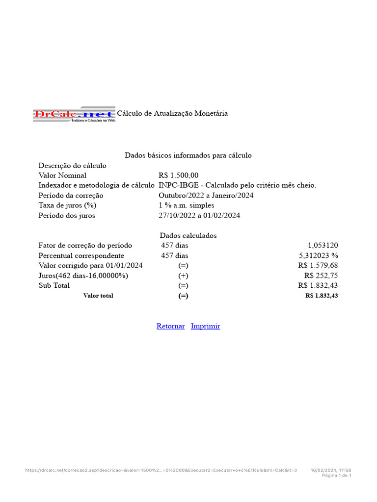 DrCalc - EasyCalc- Cálculos financeiros e judiciais pela web | PDF