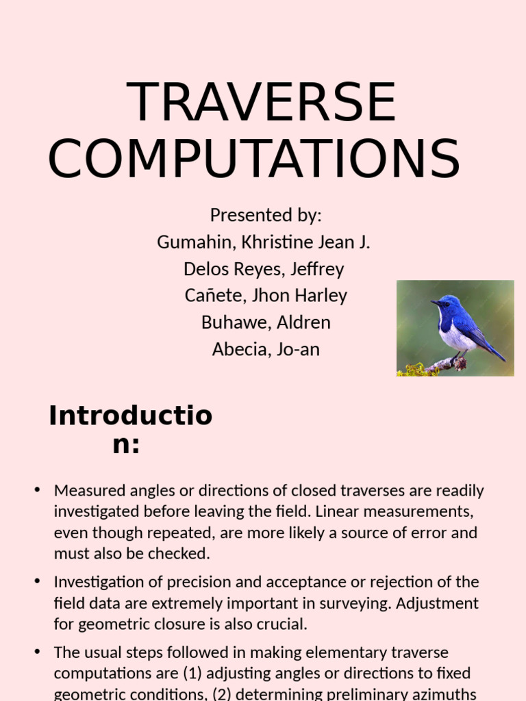 Traverse Computation Techniques Explained | PDF | Surveying | Latitude