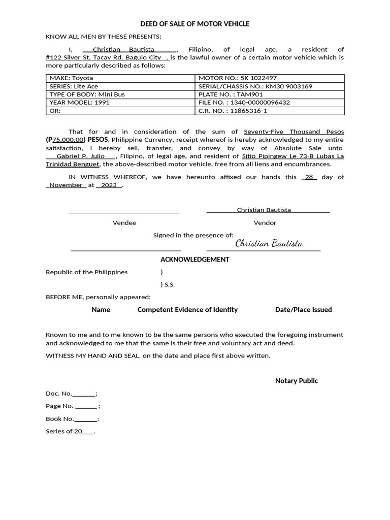 DEED-OF-SALE-OF-MOTOR-VEHICLE Signed PDF | PDF