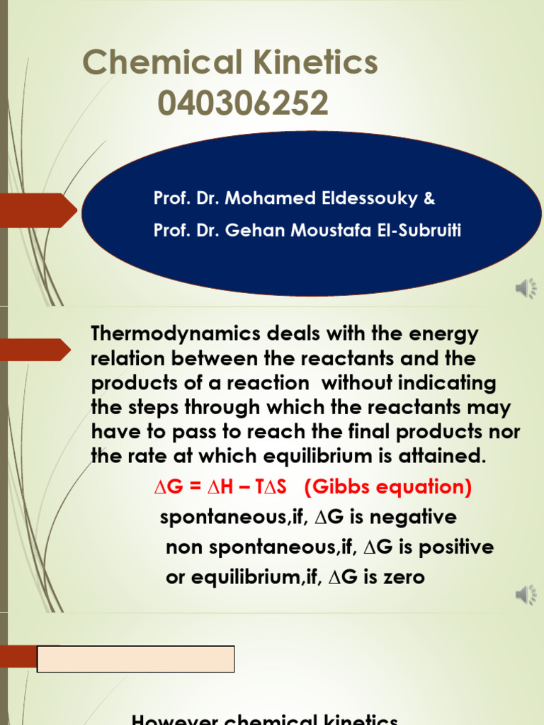 Chemical Kinetics Lecture 1 | PDF | Reaction Rate | Chemical Kinetics