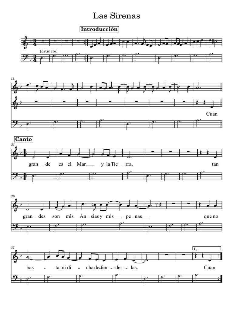 Las Sirenas (Tiorba, Mandolina, Violín y Canto) | PDF