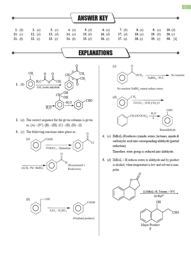 Aldehydes, Ketones and Carboxylic Acid - PYQ Sheet (Solutions) - Manzil JEE 2025 | PDF ...
