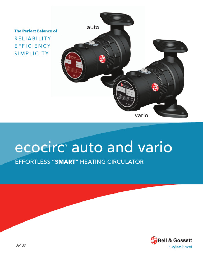 A-139 B&G Ecocirc Auto and Vario Effotless - Smart - Heathing Circulator Brochure | PDF | Pump ...