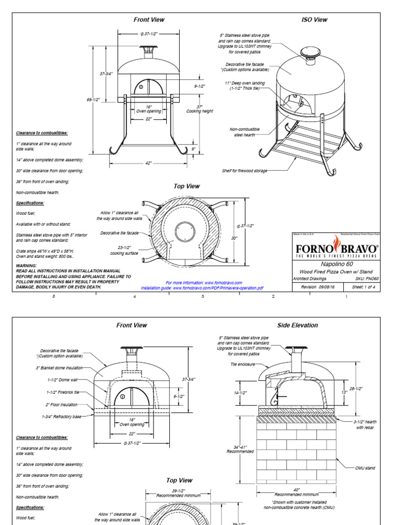 Napolino60 Outdoor Pizza Oven Drawing | PDF | Stove | Oven