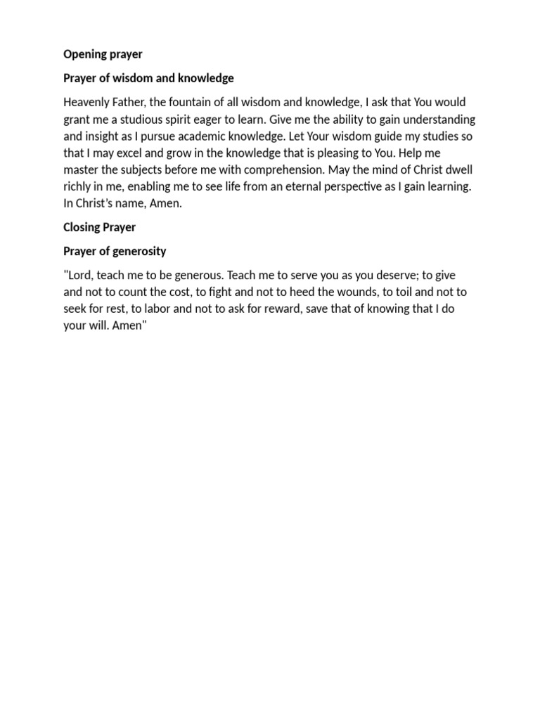 Opening Prayer - To Start.d.class | PDF