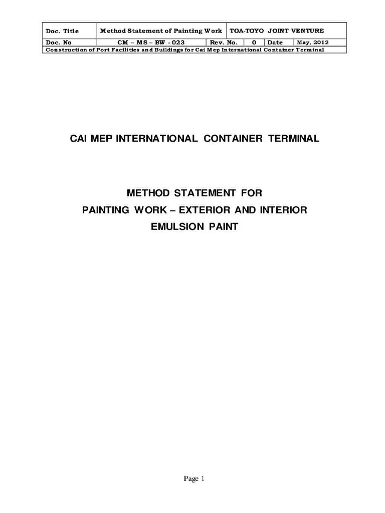 Method Painting Works Emulsion Paint | PDF