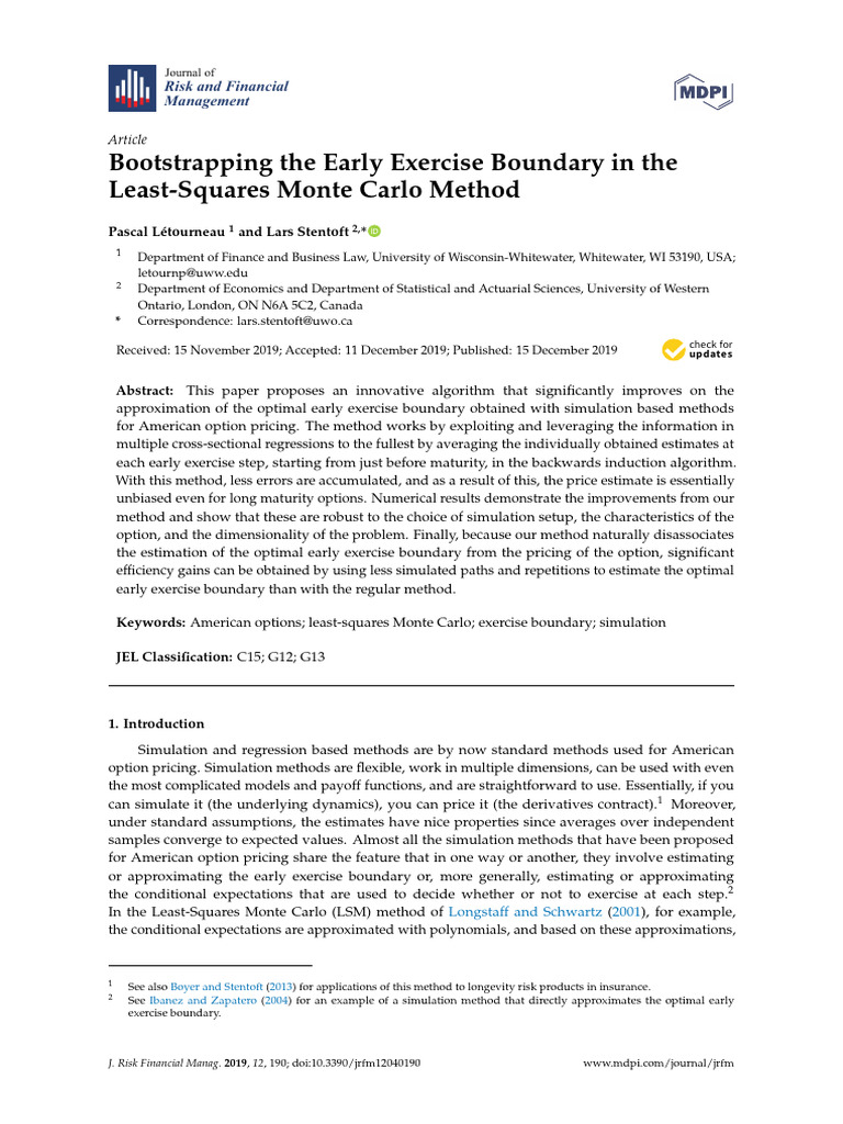Bootstrapping The Early Exercise Boundary in The | PDF | Option ...