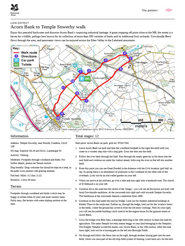 Acorn Bank To Temple Sowerby Walk Walking | PDF | Lake District