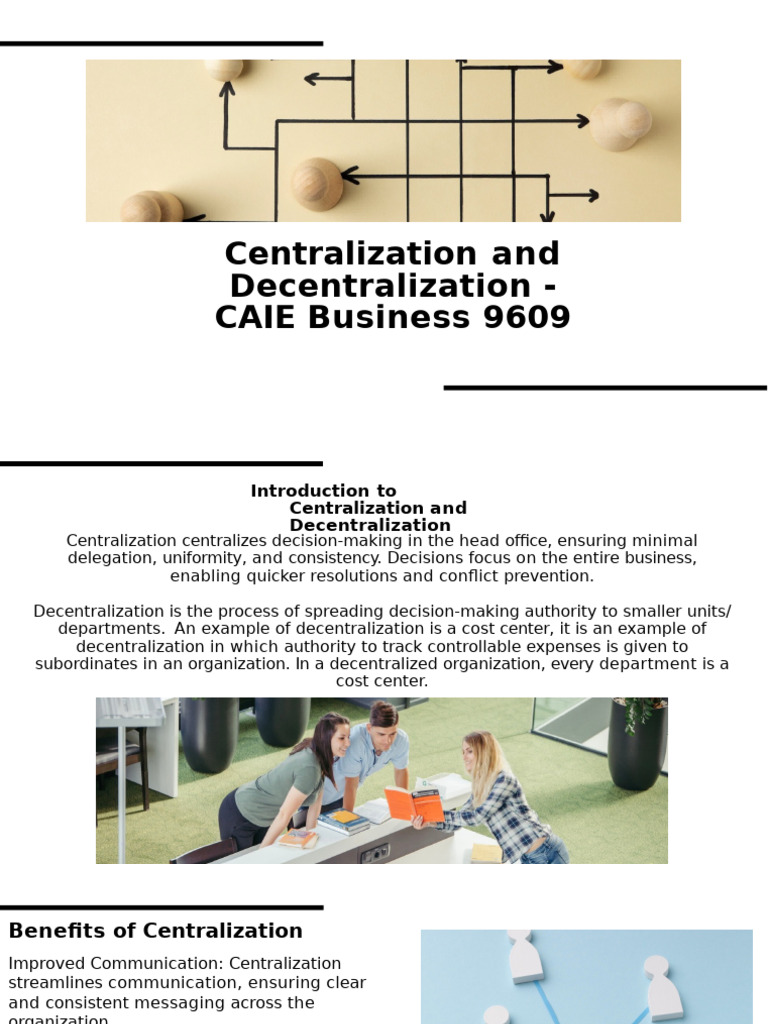 Centralization and Decentralization - Business | PDF | Decentralization | Decision Making