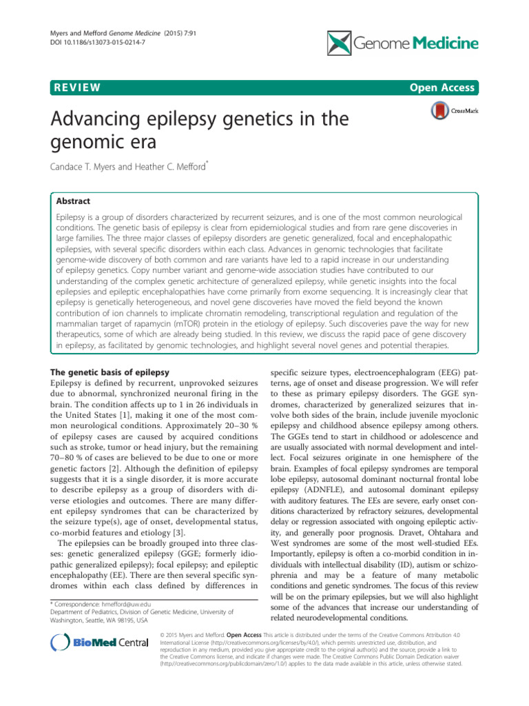 Advancing Epilepsy Genetics in The Genomic Era | PDF | Epilepsy | Mutation
