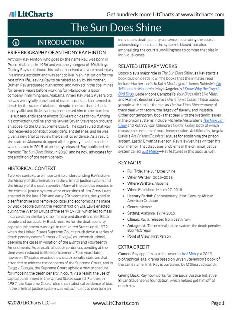 The Sun Does Shine LitChart | PDF | Capital Punishment In The United ...