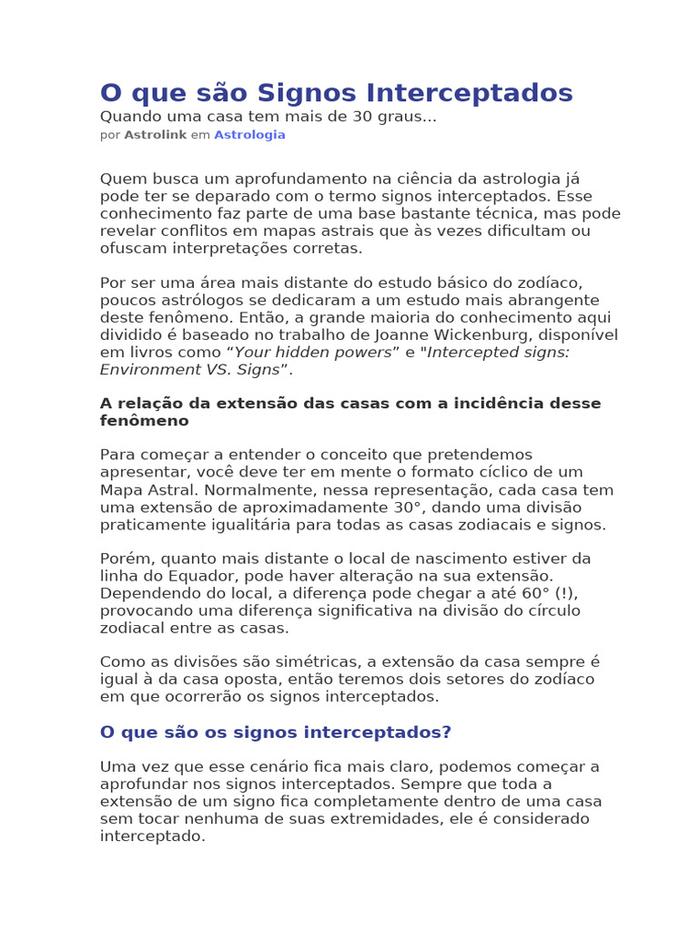 O Que São Signos Interceptados | PDF | Zodíaco | Horóscopo