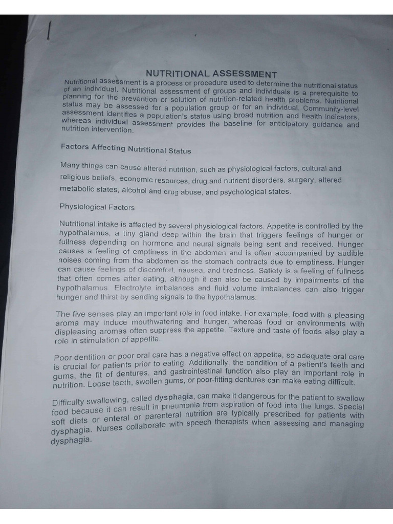Nutritional Assessment | PDF
