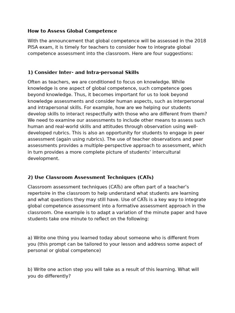 Strategies for Assessing Global Competence | PDF | Educational ...
