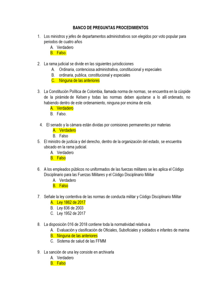 BANCO DE PREGUNTAS Resuelto | PDF | Judicaturas | Estado (política)