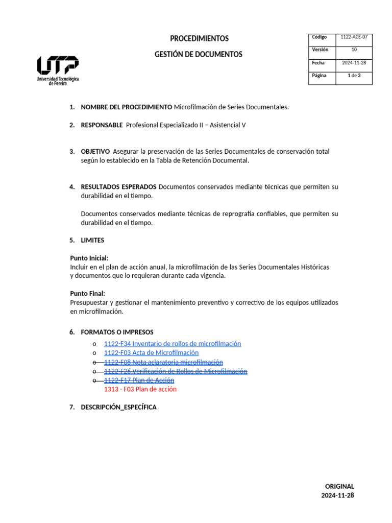1122-ACE-07 V10 - Microfilmación de Series Documentales - OK | PDF | Informática