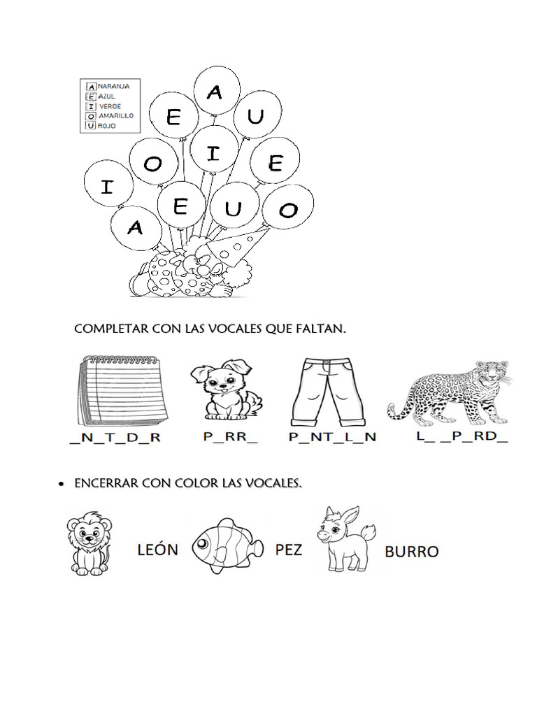 Completa las Vocales Faltantes | PDF