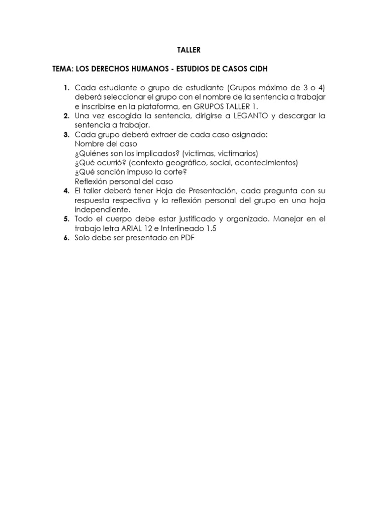 Taller Derechos Humanos - Sentencias (1) | PDF
