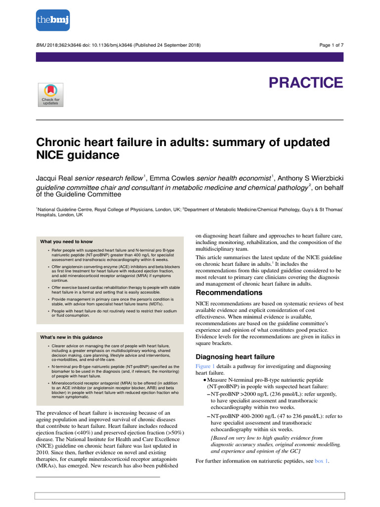Falla Cardiaca NICE 2018 | PDF | Heart Failure | Heart