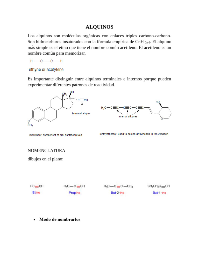 ALQUINOS | PDF | Compuestos químicos | Química Orgánica