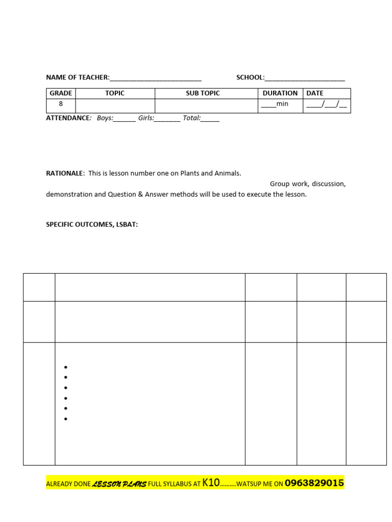 Lesson Plans I-Science G8 Samples | PDF | Atoms | Cell (Biology)
