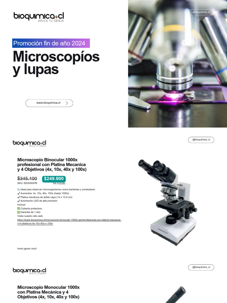 Microscopios y Lupas - Precios Especiales Fin de Año - Bioquimica CL ...