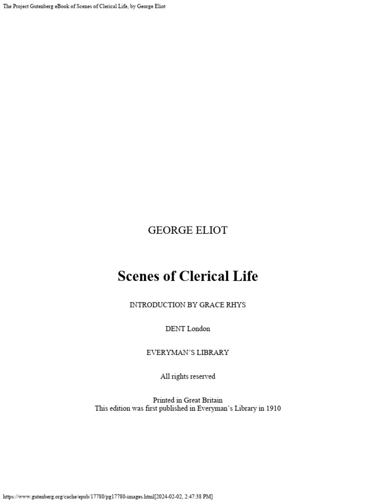 The Project Gutenberg Ebook of Scenes of Clerical Life, by George Eliot ...