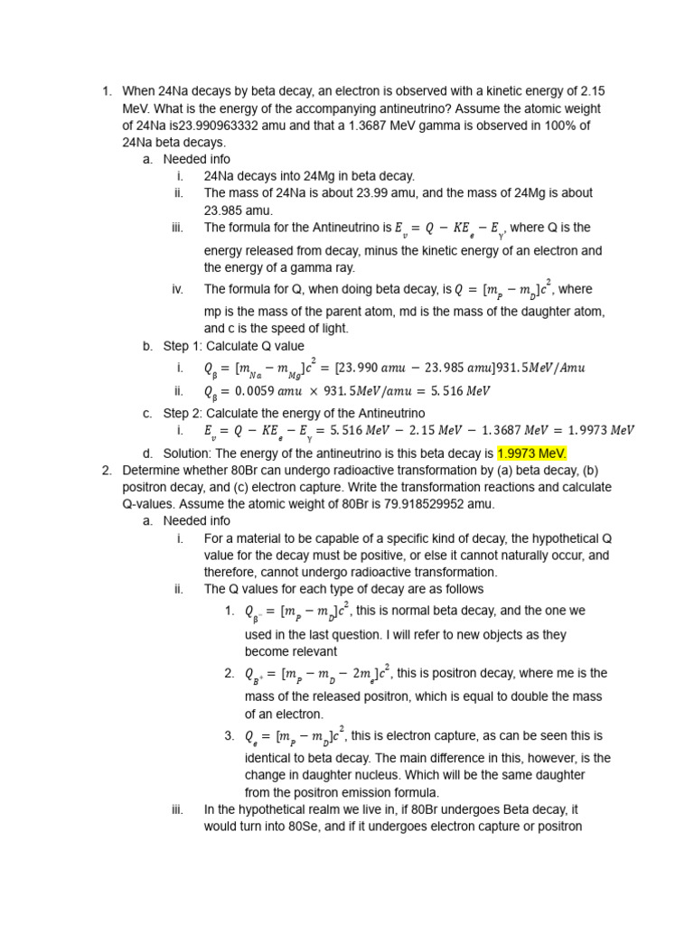 Problem Set 3 | PDF | Radioactive Decay | Electron