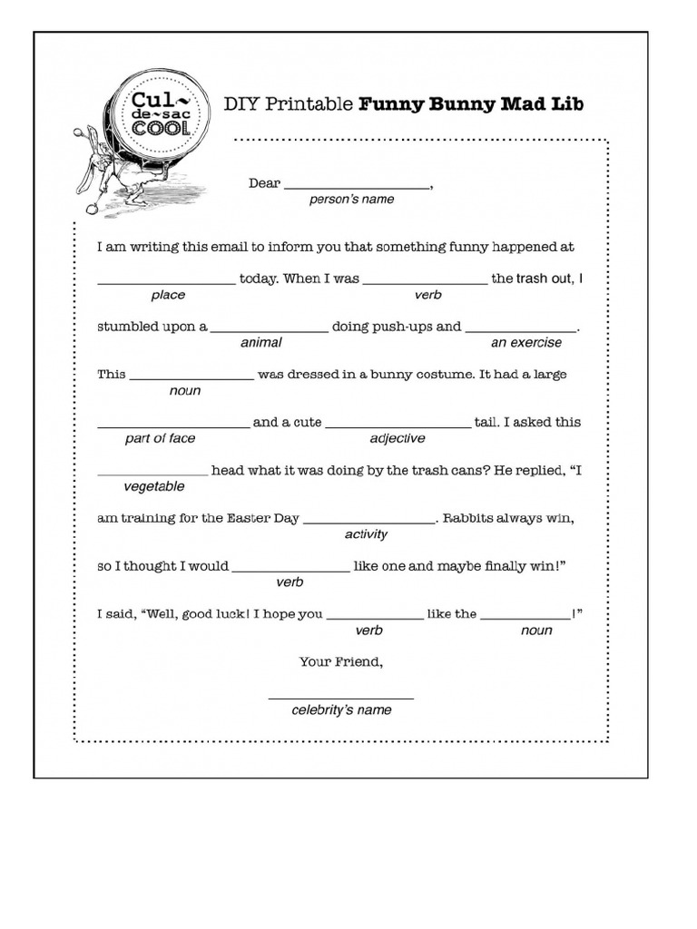 Funny Bunny Mad Lib | PDF