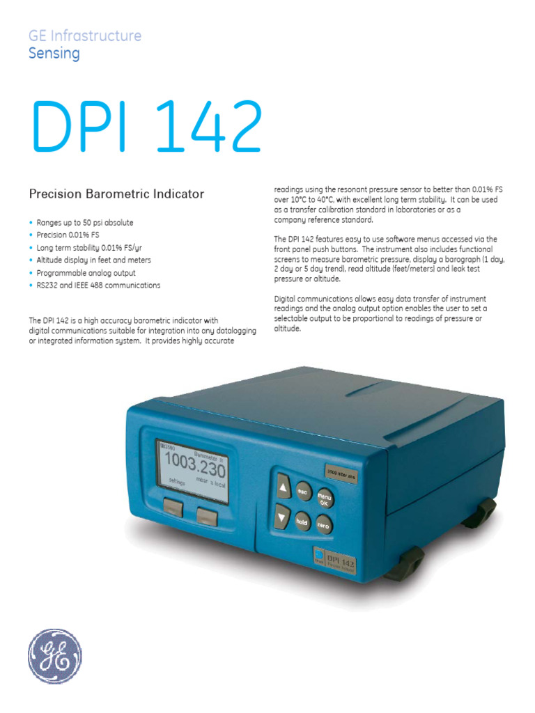 DPI 142 Precision Barometric Indicator | PDF | Calibration ...