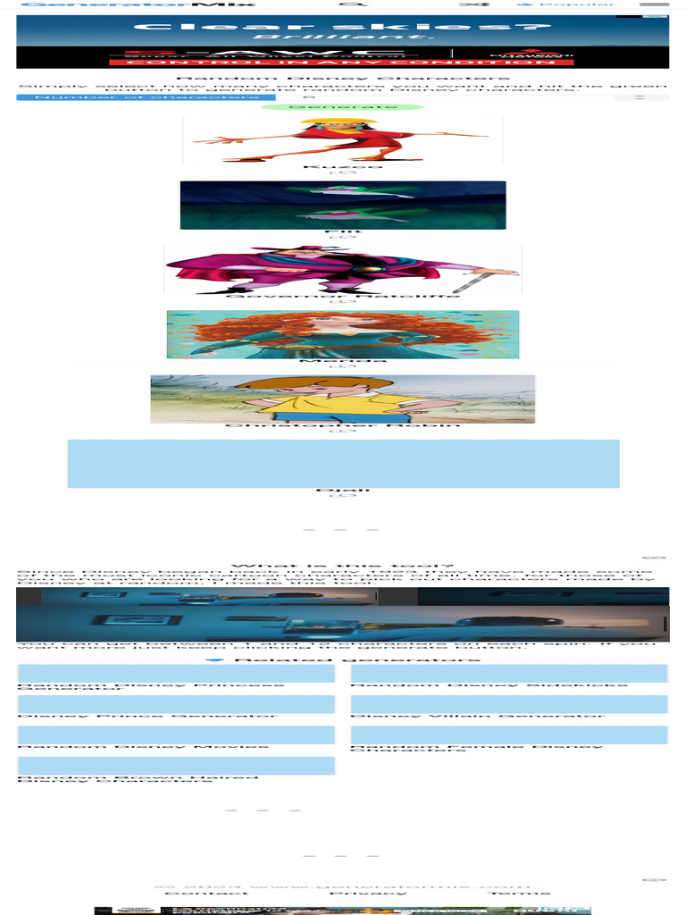 Random Disney Characters - GeneratorMix 4 | PDF