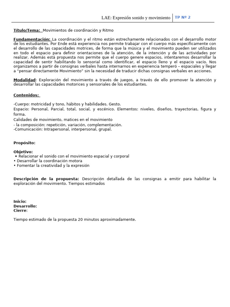 BOCETO Sonido y movimiento | PDF