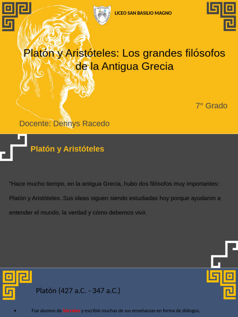 7° GRADO Platón y Aristóteles Los Grandes Filósofos de La Antigua ...