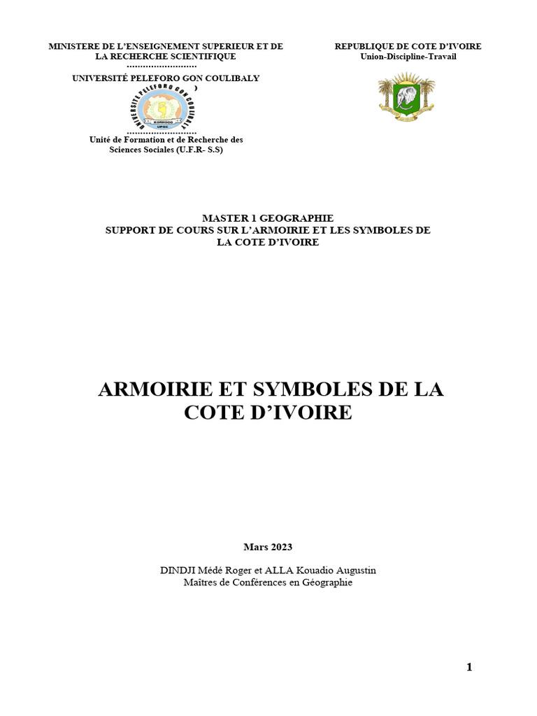 Armoirie et symboles de la Côte d'Ivoire | PDF | Héraldique