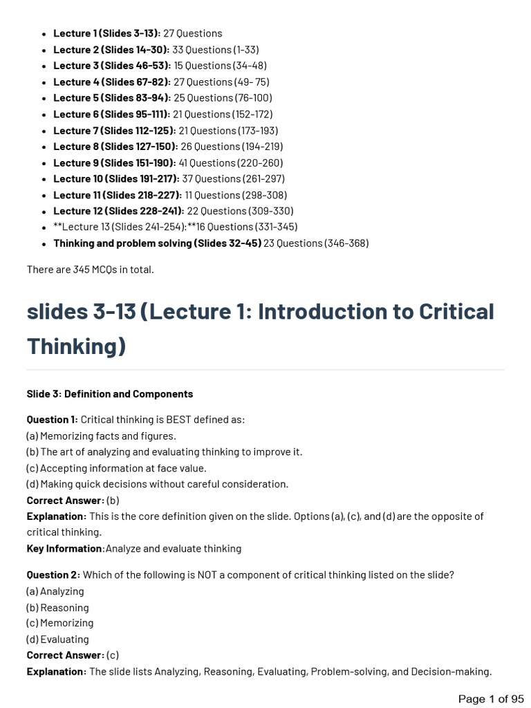 Objective Evaluation in Critical Thinking | PDF | Critical Thinking ...