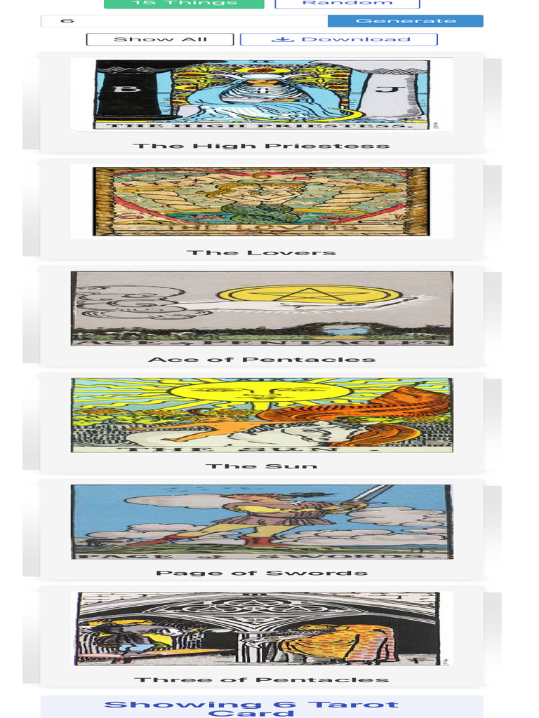 Random Tarot Card Generator Online 21 | PDF
