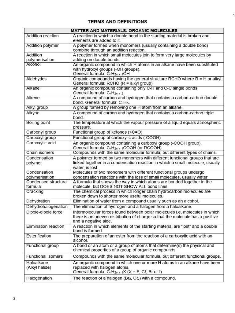 TERMS AND DEFINITIONS Physical Sciences | PDF | Acid | Functional Group