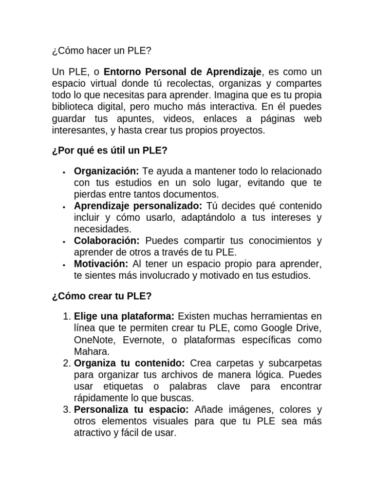Cómo Hacer Un PLE | PDF