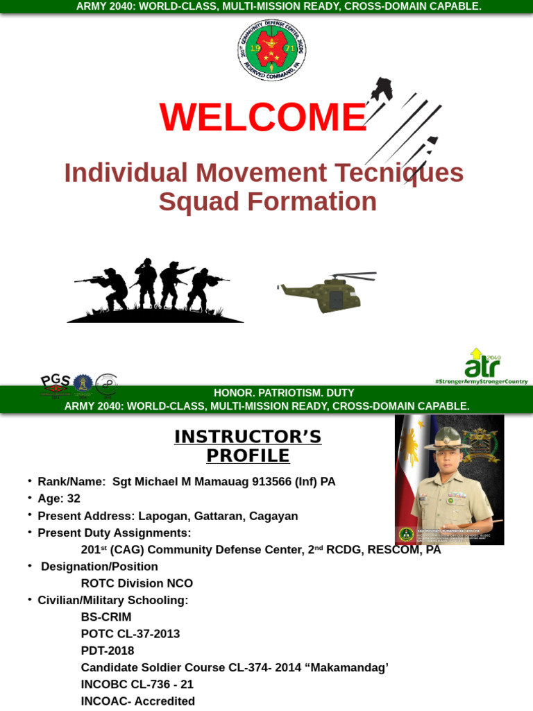 Individual Movement Techniques Overview | PDF | Military Units And ...