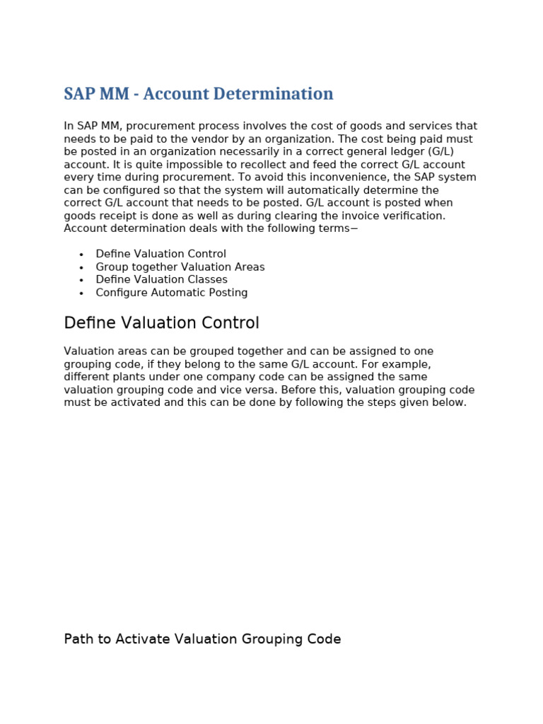 SAP MM Account Determination Guide | PDF | Business