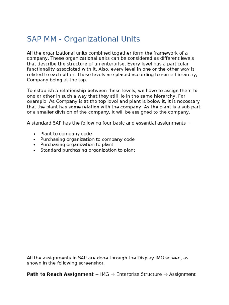 SAP MM - Organizational Units | PDF | Computing